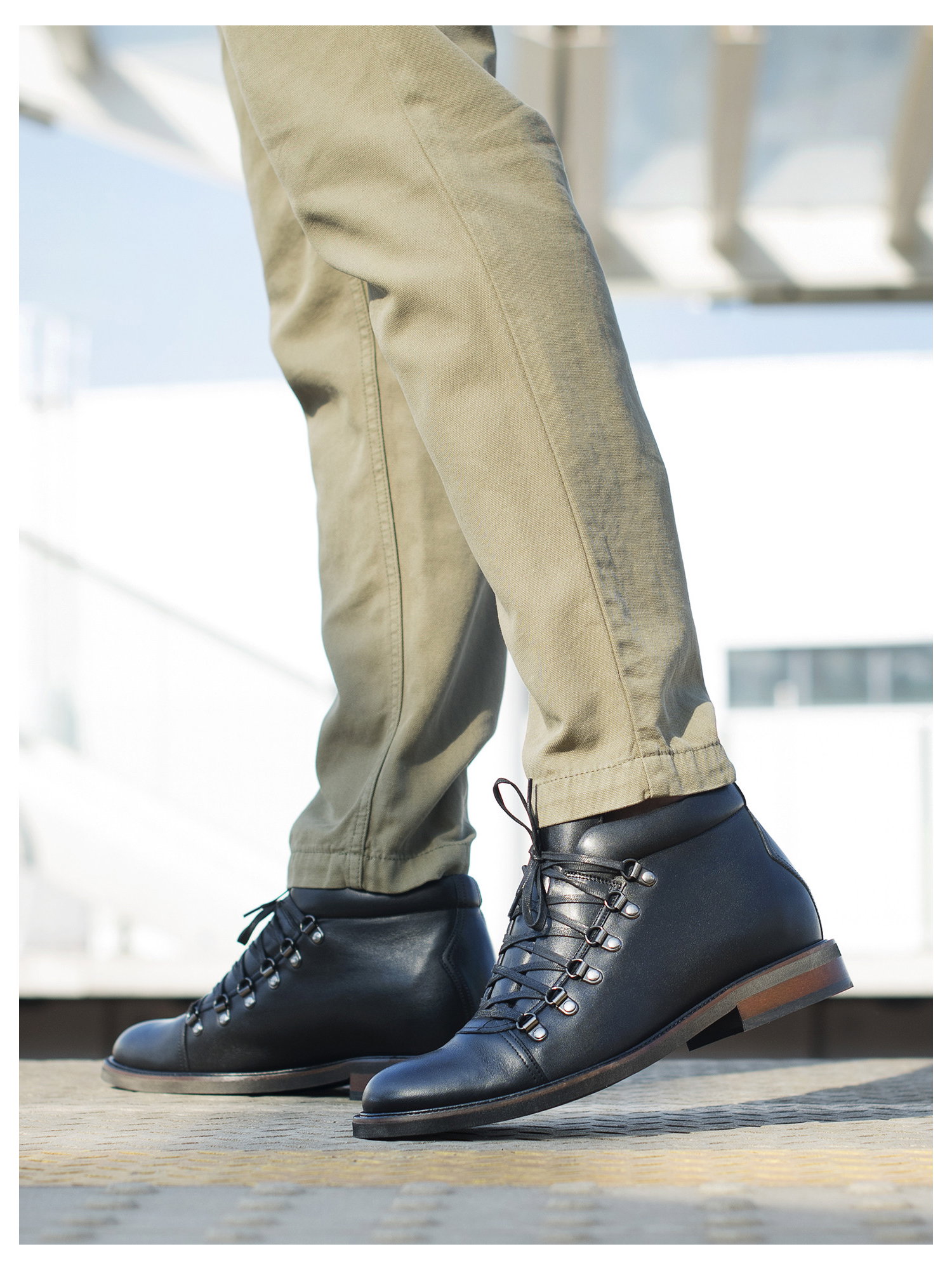 Navy blue elevator shoes Brus II +7 cm, Conhpol - Polish production ...