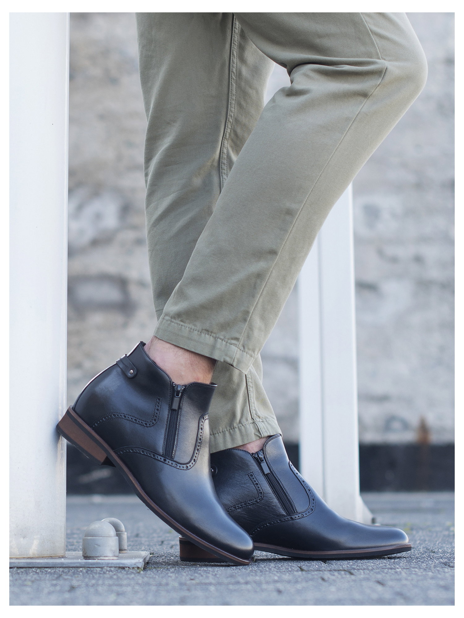Navy blue elevator shoes Brus II +7 cm, Conhpol - Polish production ...