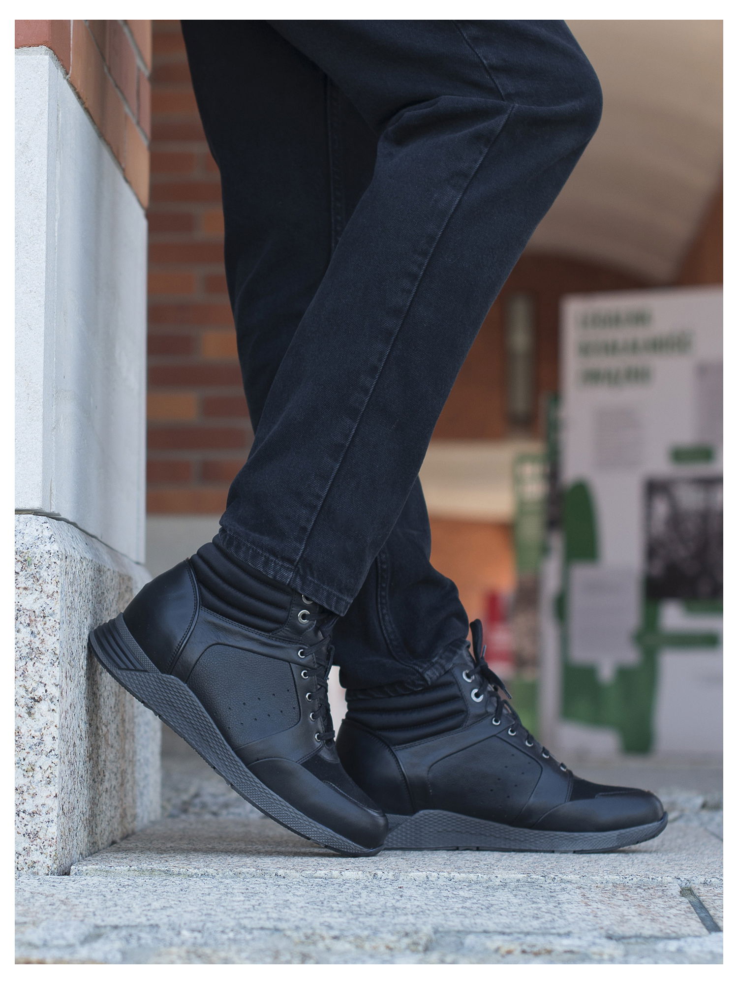 Navy blue elevator shoes Brus II +7 cm, Conhpol - Polish production ...