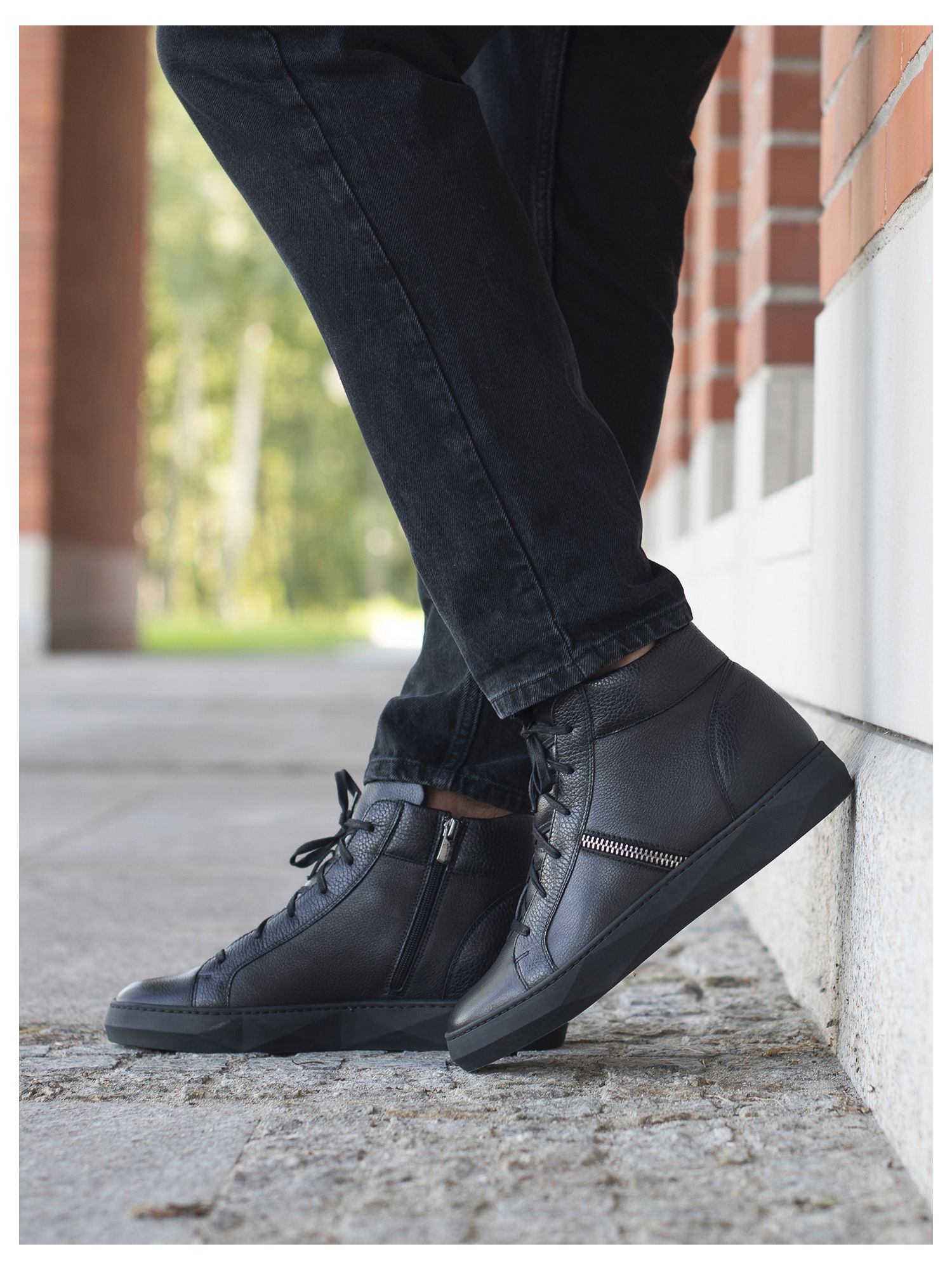 Navy blue elevator shoes Brus II +7 cm, Conhpol - Polish production ...