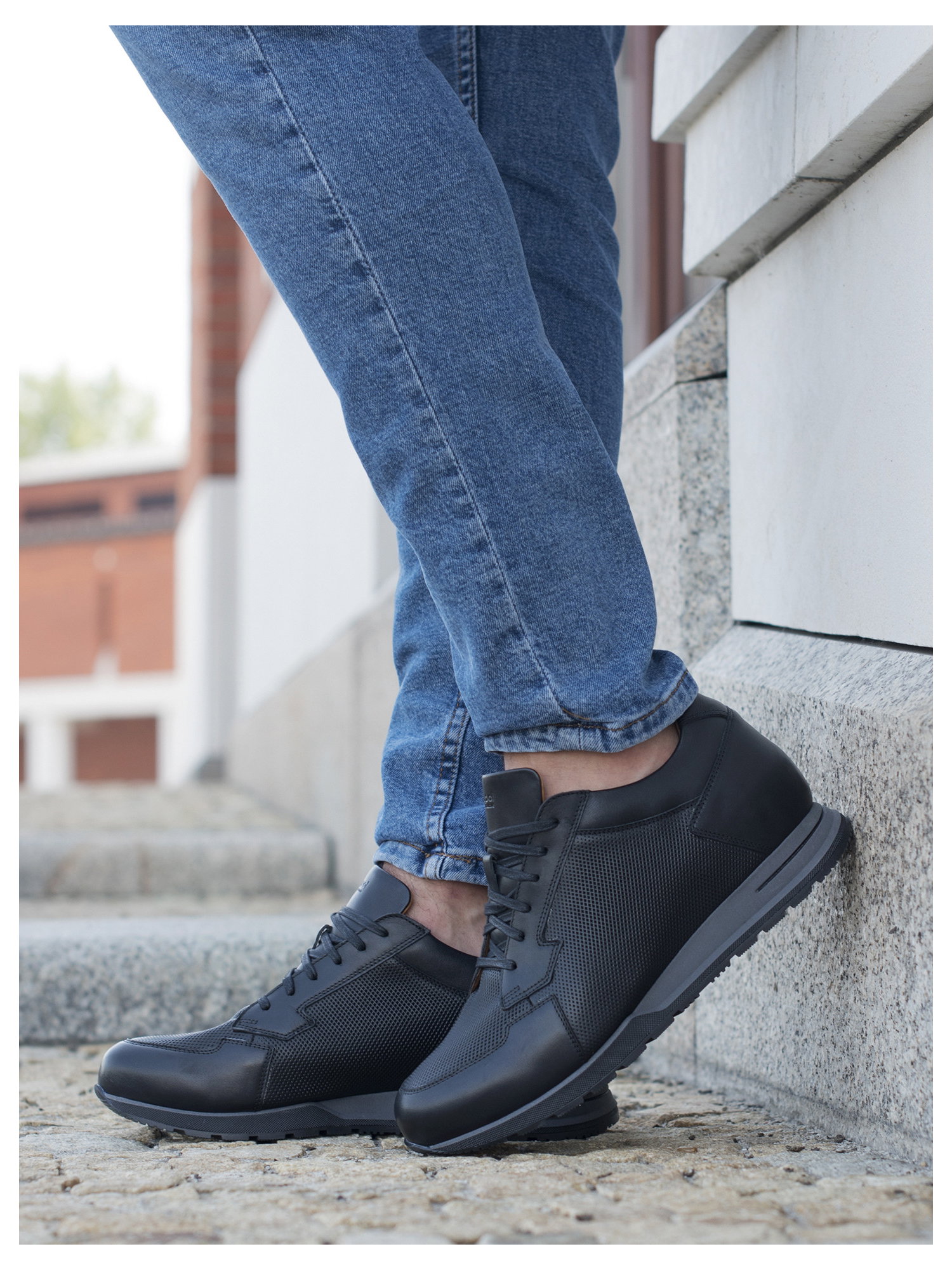Black elevator shoes Wolter +7 cm, Conhpol - Polish manufacturer, shoes ...