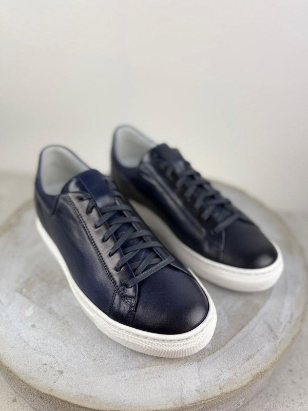 Booster shoes black and white, men's sneakers, grain leather